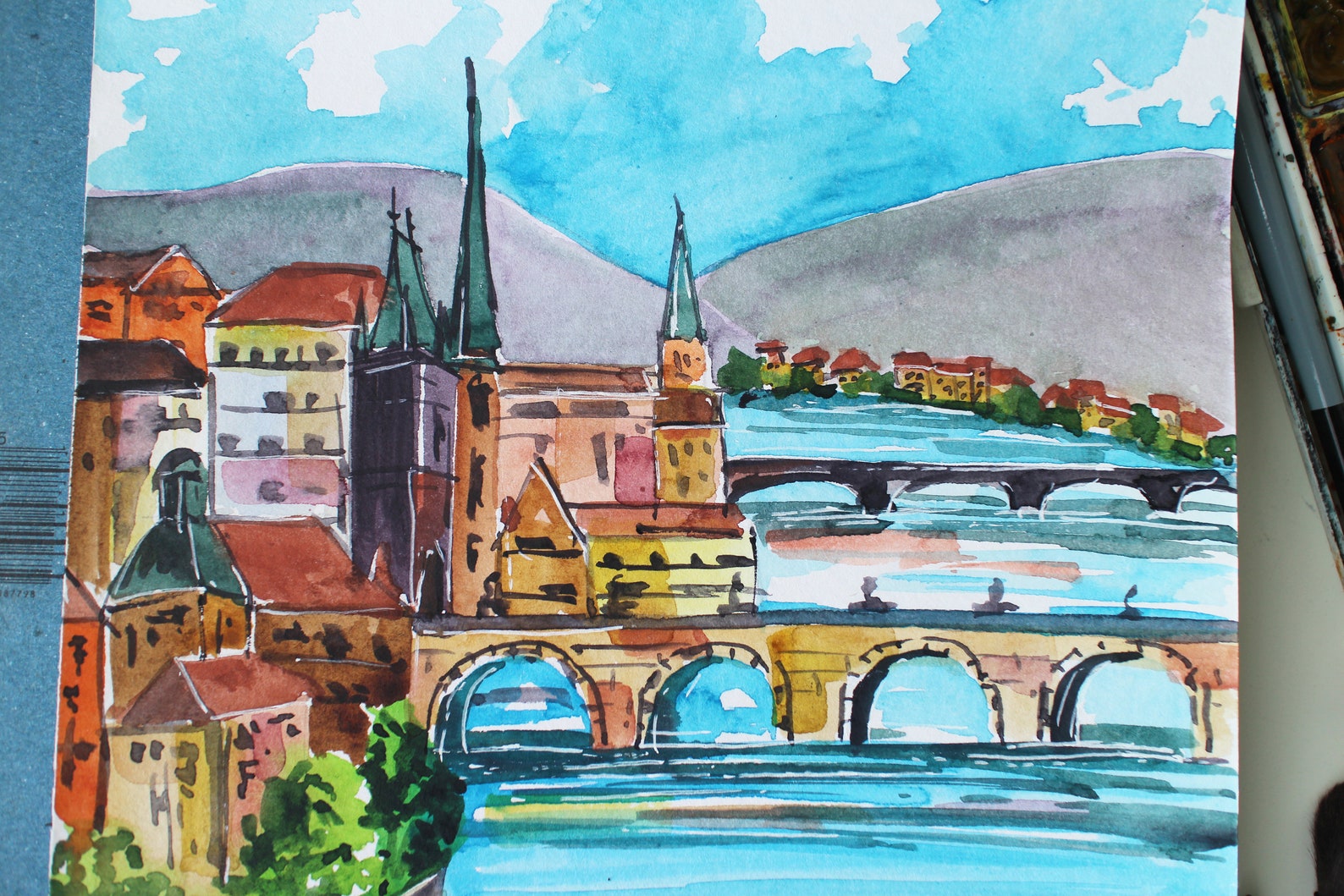 Painting Prague Watercolor Prague Czech Republic Framed - Etsy