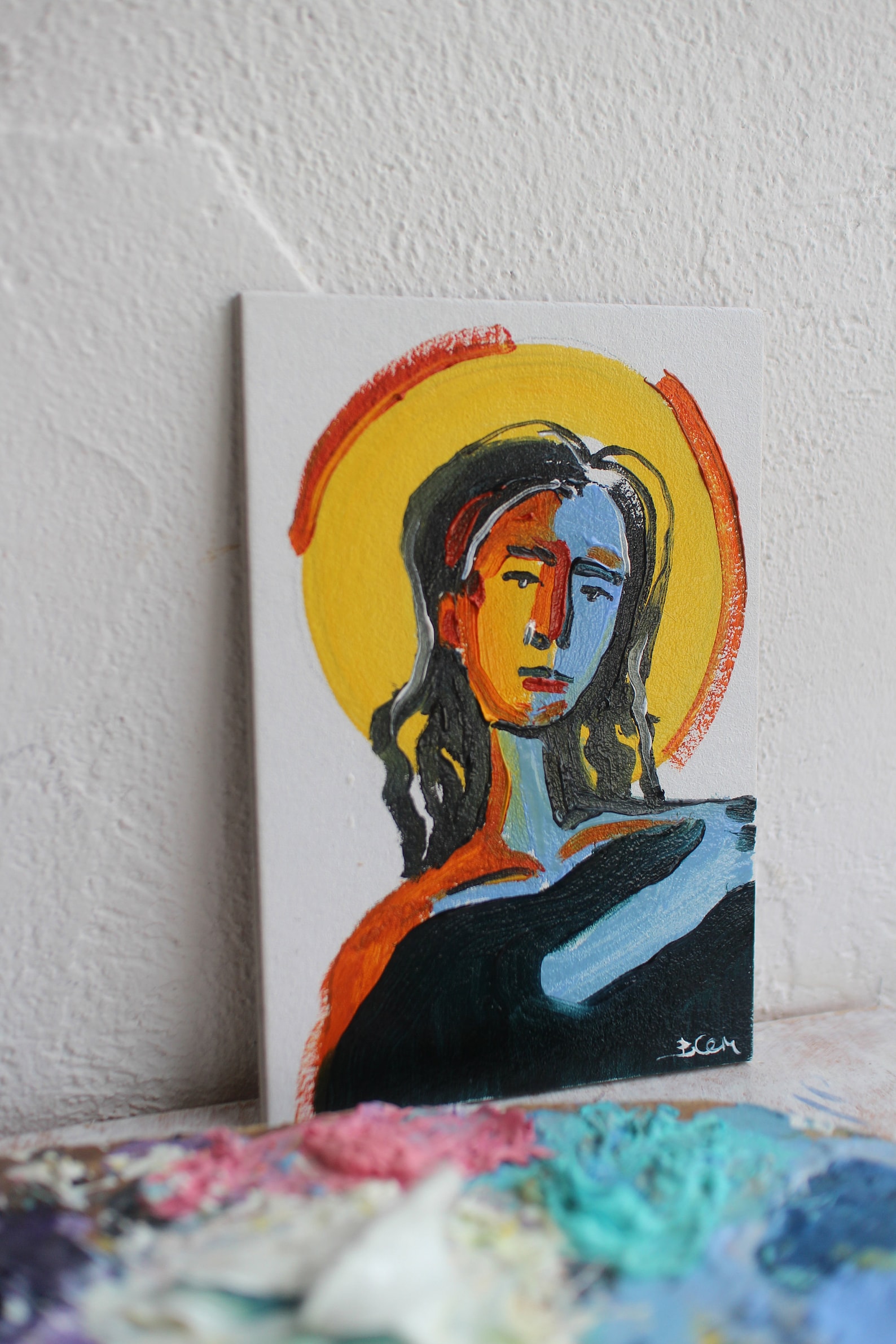 Portrait Original Faceless oil Painting original framed No | Etsy