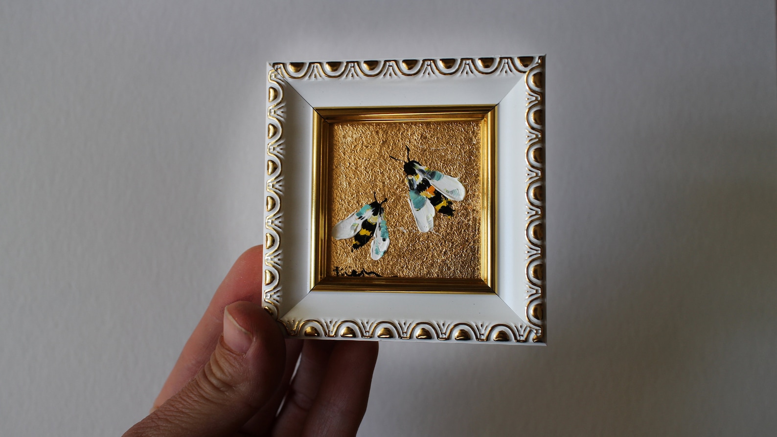 Honeybee Oil Painting With Gold Leaf Art Abstract Painting Oil Bee Gold ...