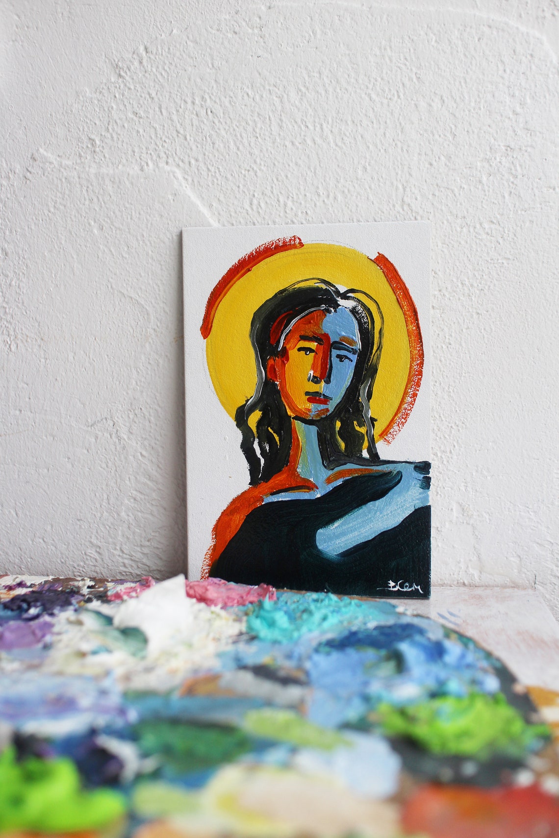 Portrait Original Faceless oil Painting original framed No | Etsy