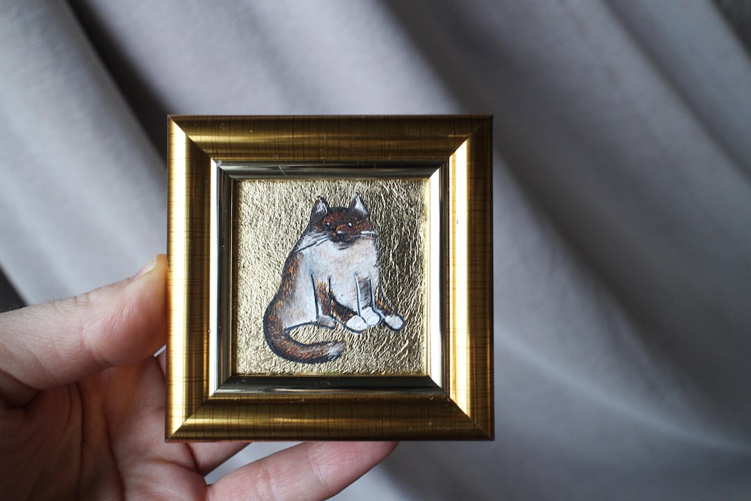 Ragdoll Cat Portrait With Gold Leaf Oil Painting With Gold Leaf 2x2 ...