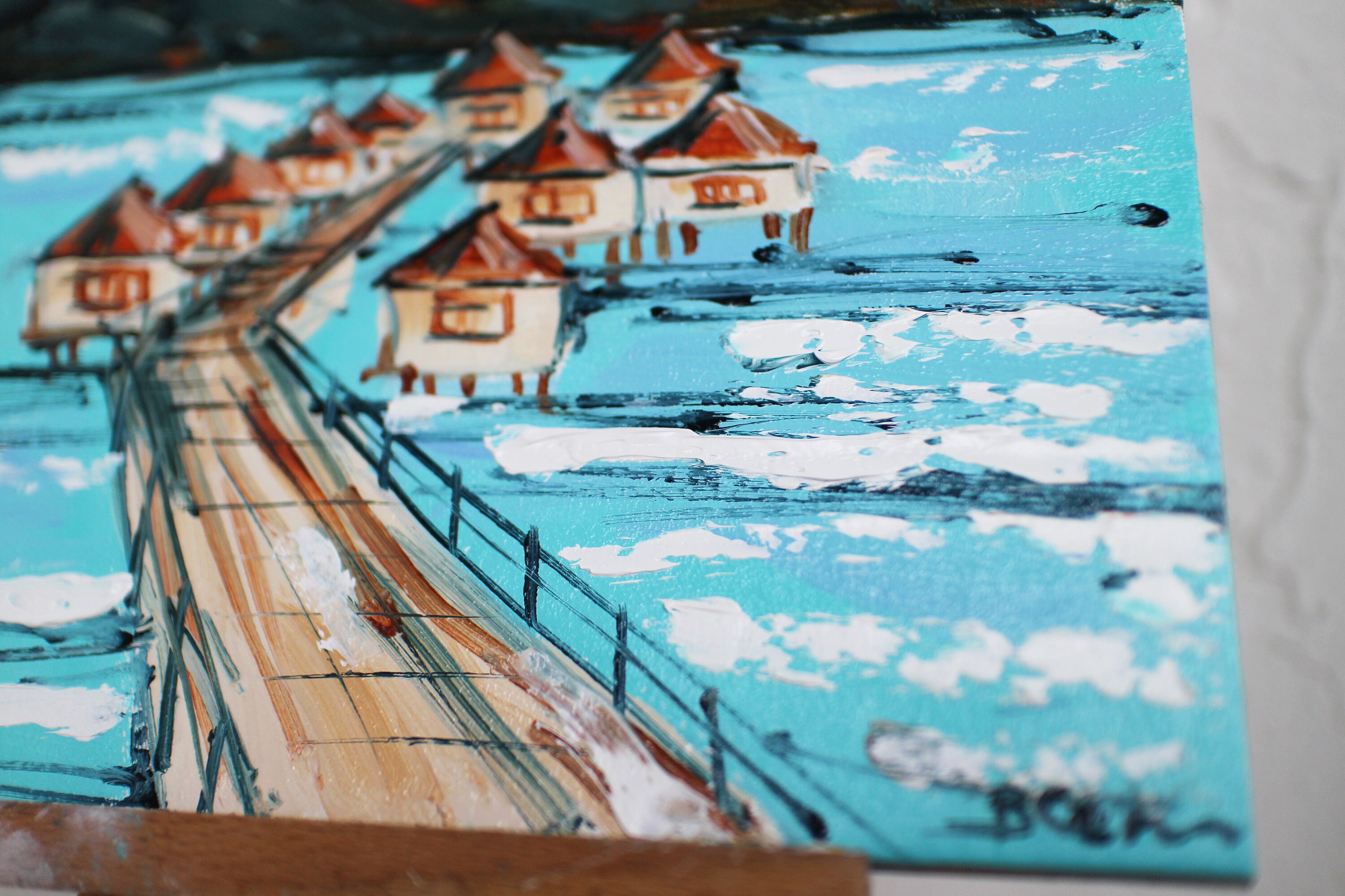 Le Meridien Bora Bora Oil Painting Sketch Framed Original - Etsy