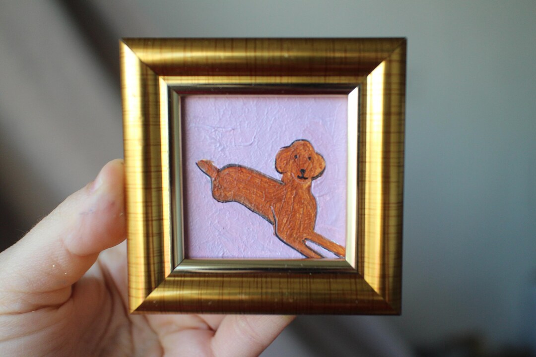 Framed Red Poodle Oil Painting: Original Puppy Pet Portrait (2x2 In) - Etsy