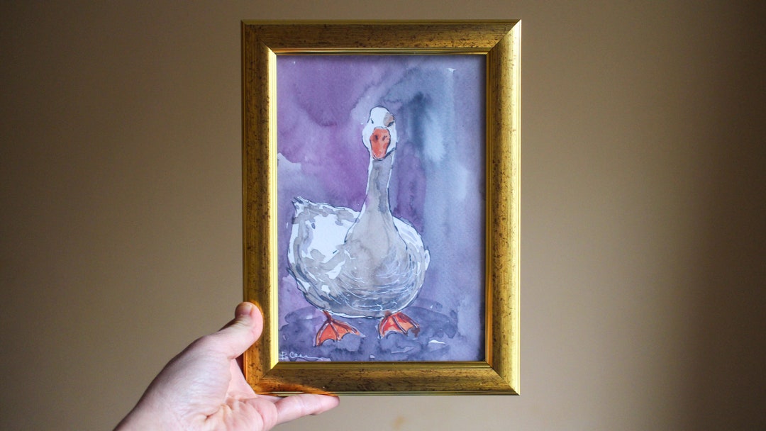 Anser Watercolor Painting White Goose Painting Watercolor Original ...