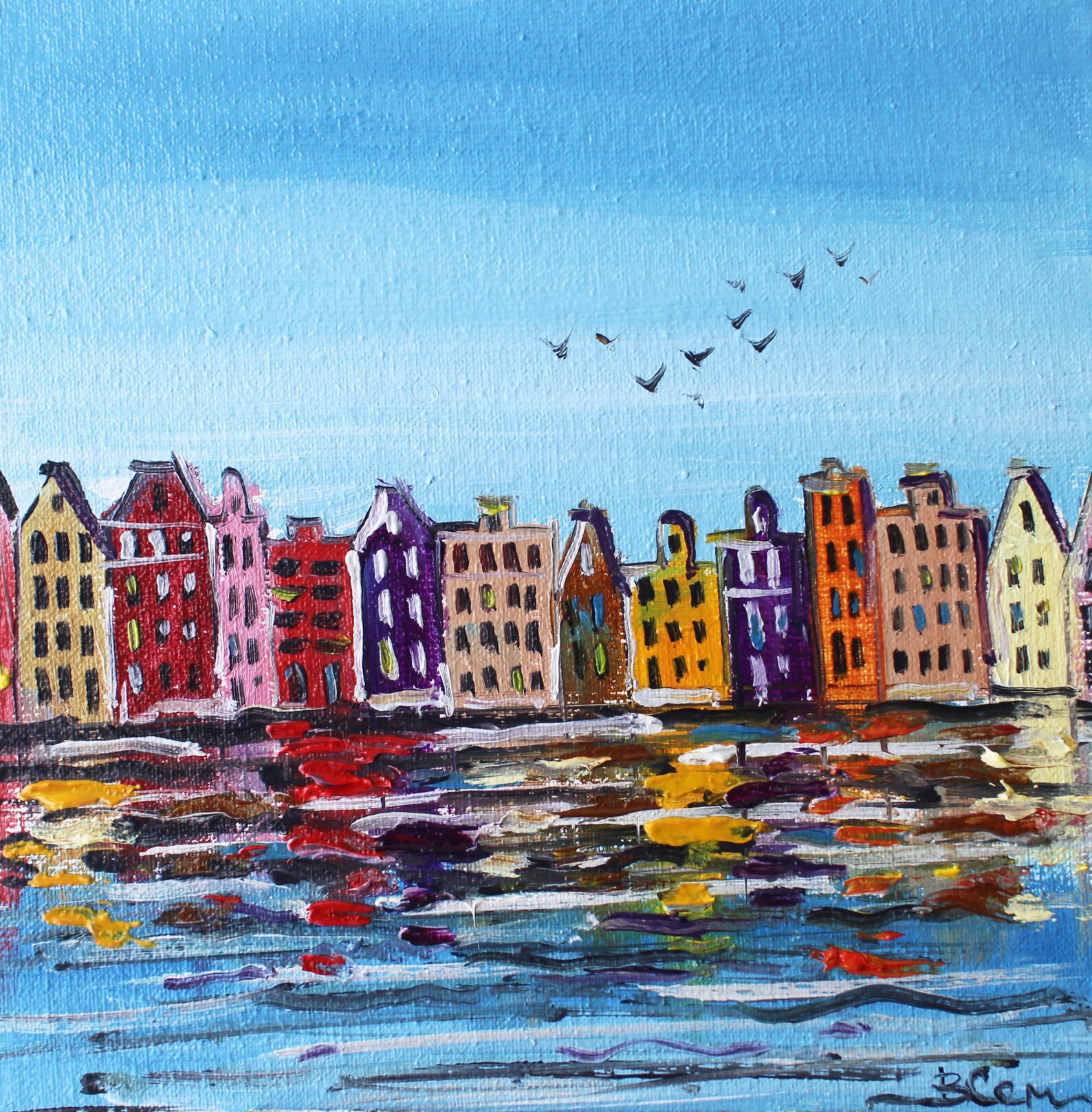 Amsterdam Oil Painting Framed Original Amsterdam Cityscape - Etsy