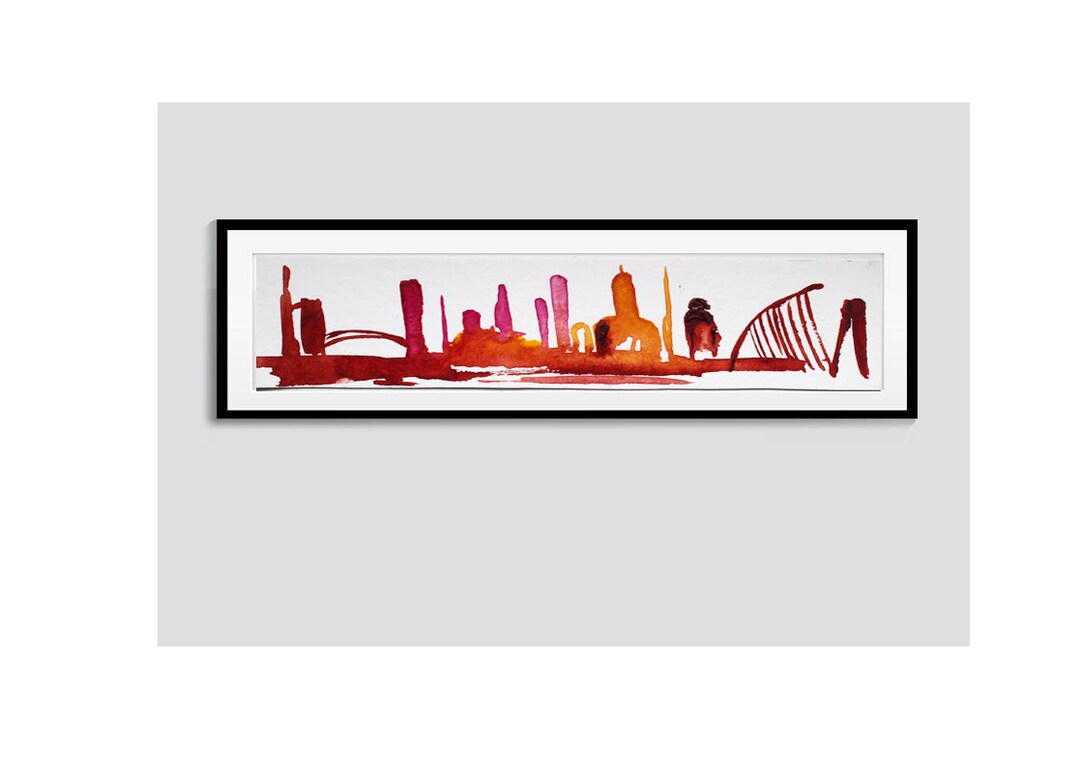 Dublin Painting Watercolor Panorama Framed Dublin Original Painting ...