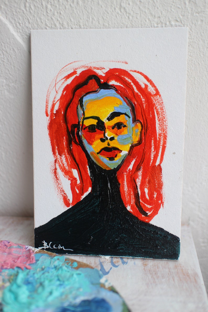 Portrait Original Faceless Oil Painting Original Framed No - Etsy