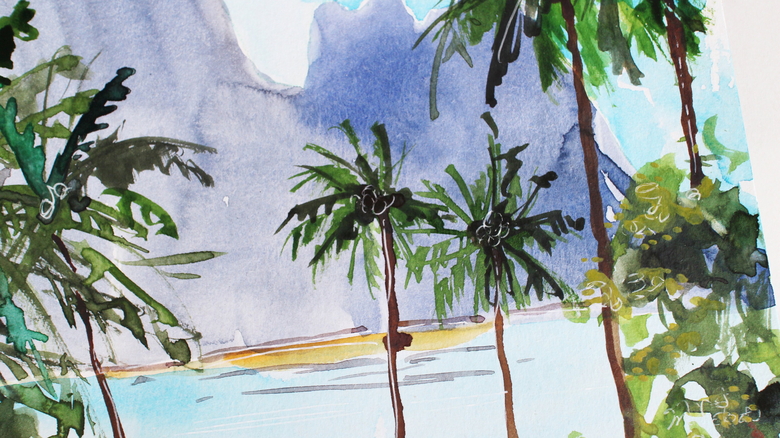 Hawaii Painting Beaches Watercolor Painting Original Framed | Etsy