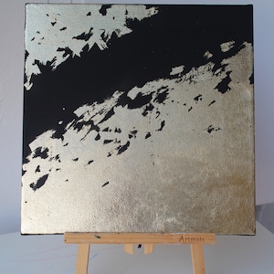 Black Gold Leaf Art Black Abstract Painting Large Abstract Painting ...
