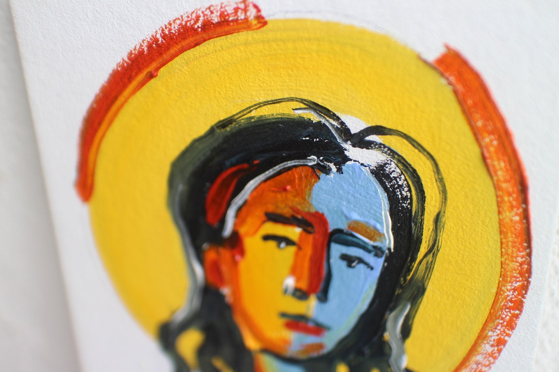 Portrait Original Faceless oil Painting original framed No | Etsy