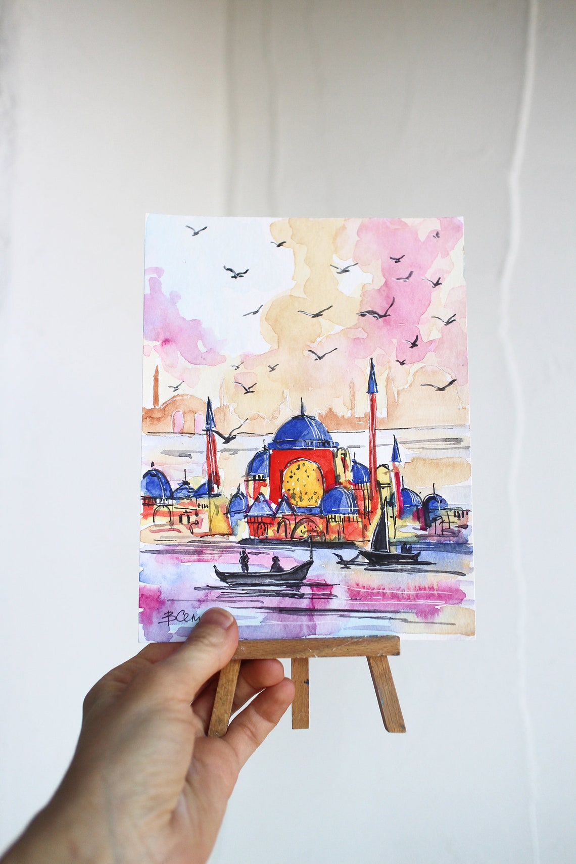 Painting Istanbul Watercolor Original Turkish Framed - Etsy