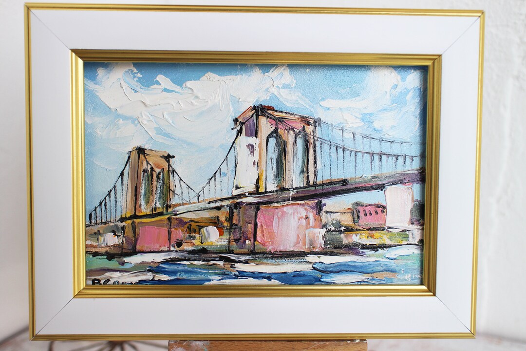 Brooklyn Bridge Oil Painting Framed Original, Manhattan New York ...