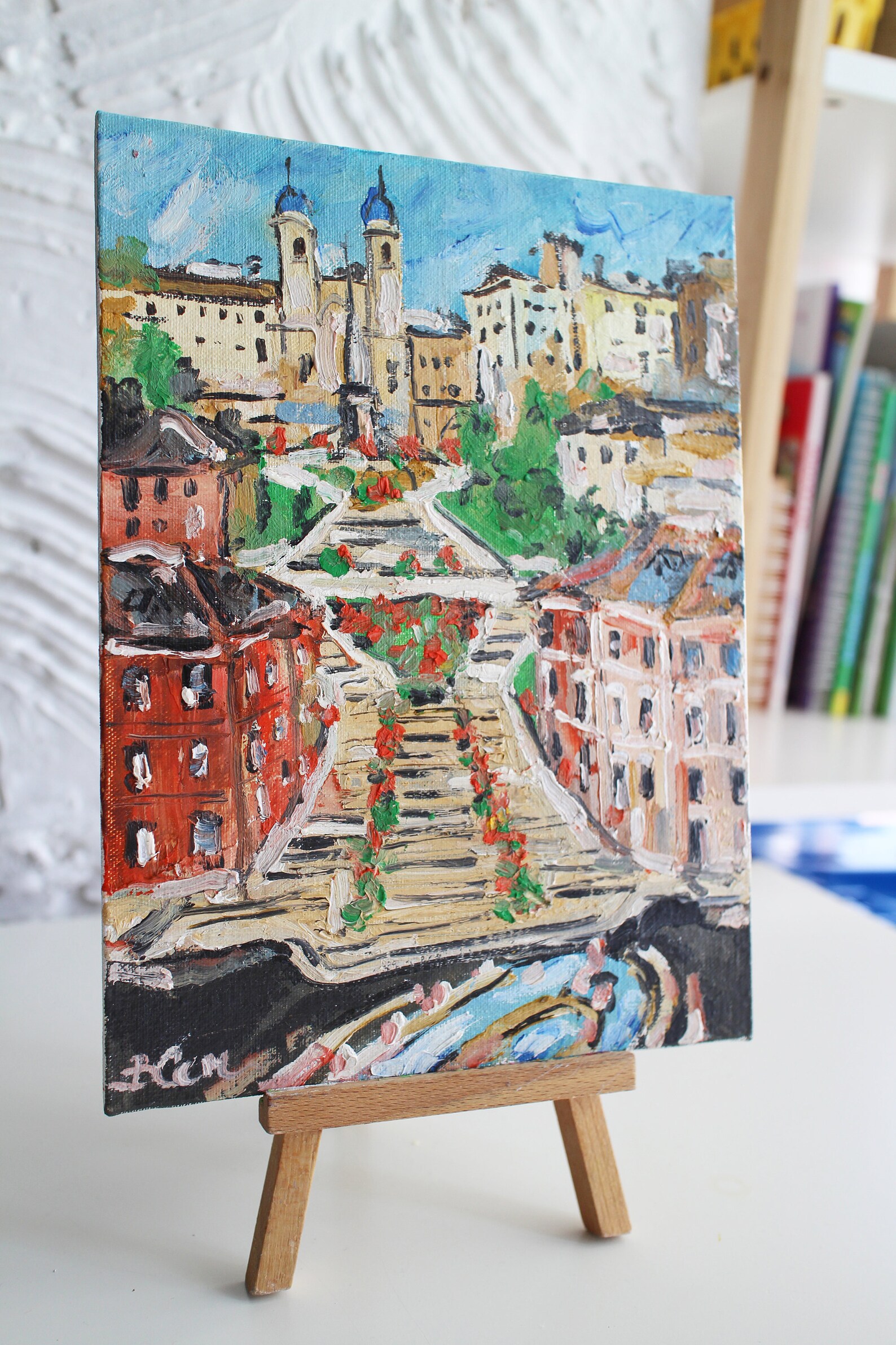 Rome Oil Painting Framed Original Piazza Di Spagna Italy - Etsy