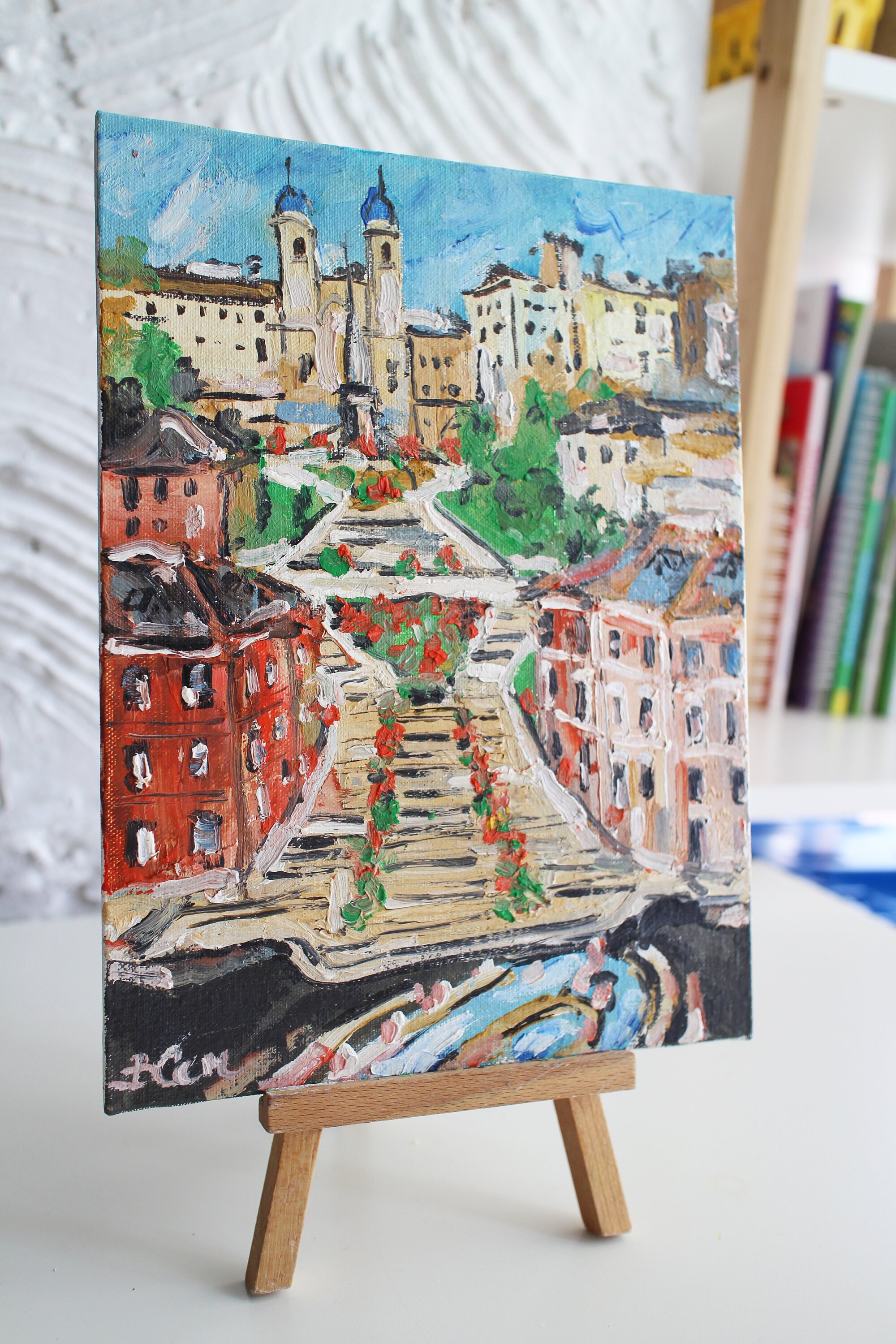 Rome Oil Painting Framed Original Piazza Di Spagna Italy - Etsy