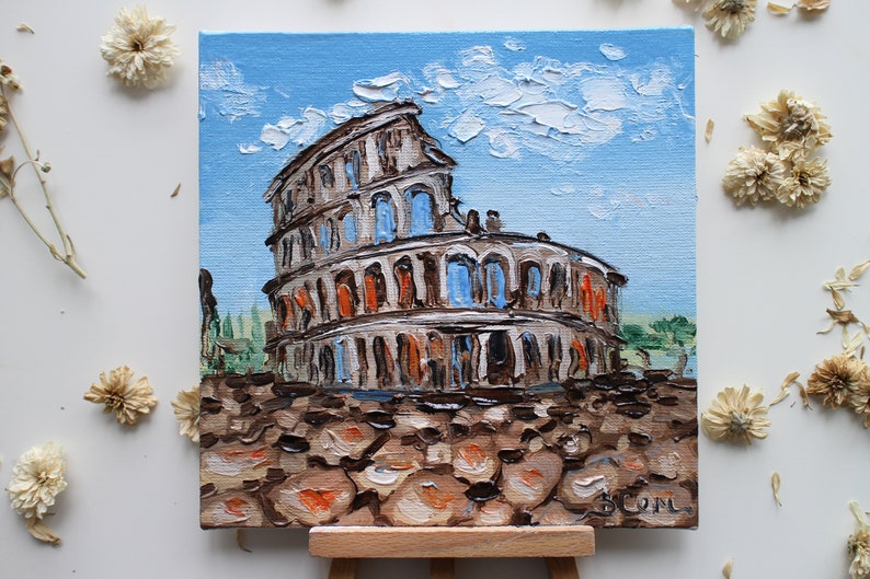Rome Oil Painting Original Framed Oil Painting Colosseum Italy - Etsy