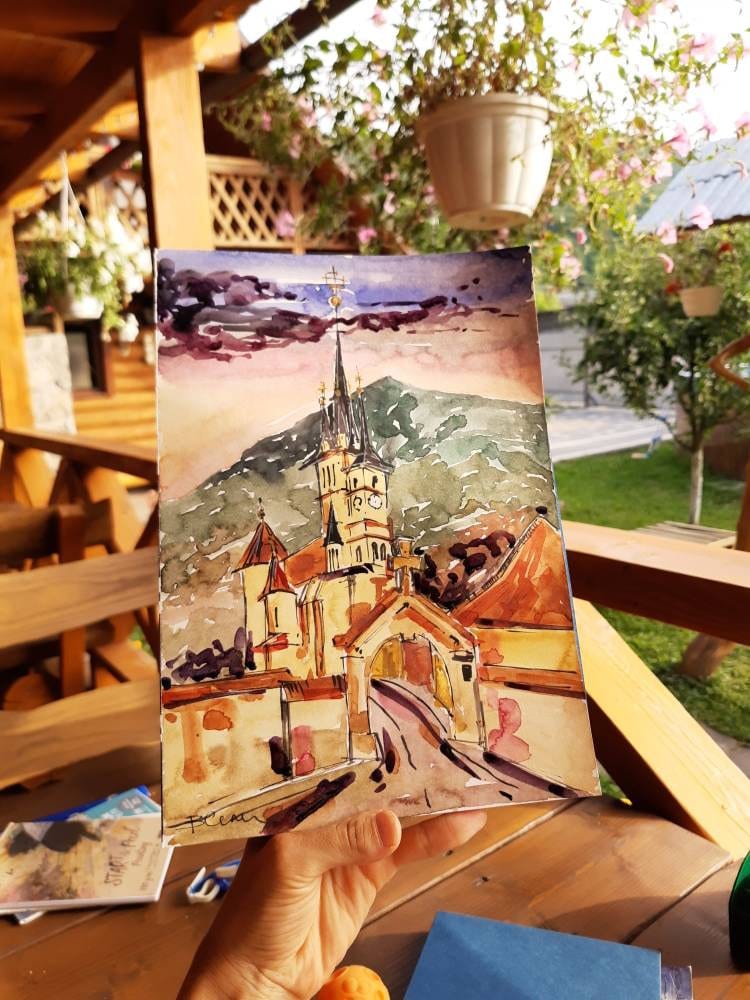 Romania Architecture Castle Original Watercolor Painting - Etsy