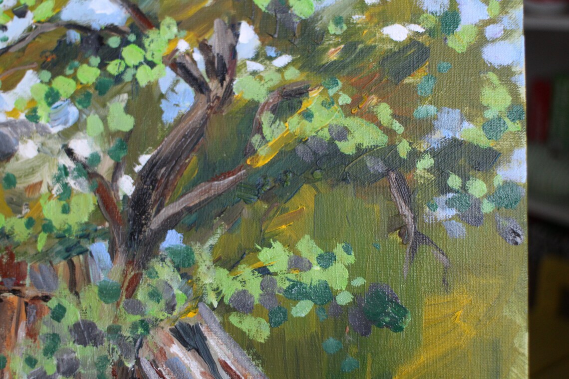 Original Oil Painting Old Tree Landscape Oil Painting Meadow - Etsy