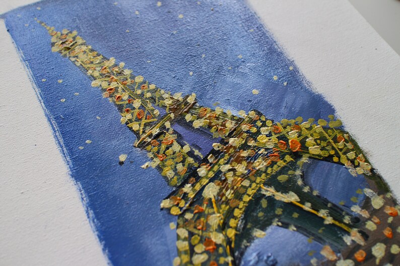 Shining Eiffel Tower Paris Oil Painting Original Framed Eiffel - Etsy