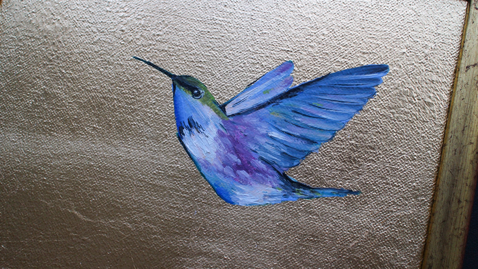 Hummingbird Colibri Coruscans Set of 2 Oil Painting With Gold - Etsy