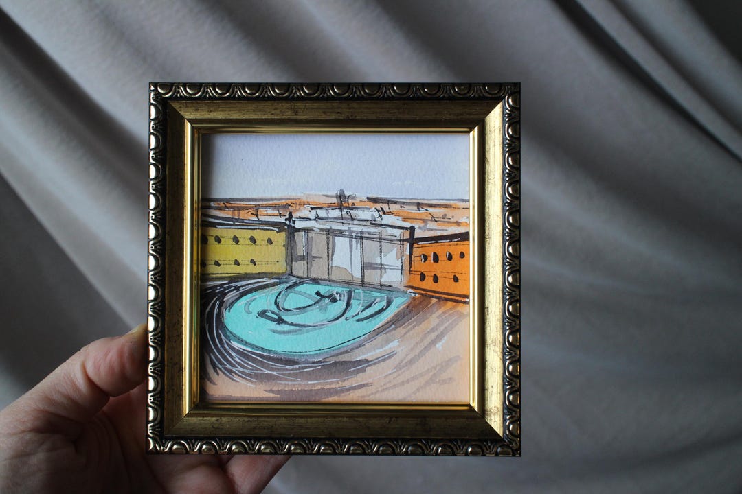 Rome Fontana Di Trevi Miniature Watercolor Painting Framed 4x4 Original ...
