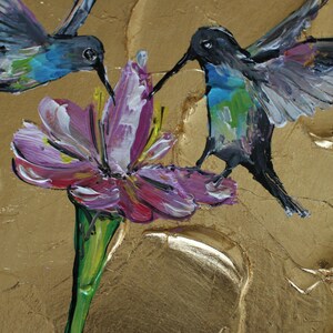 Hummingbird Colibri Coruscans Oil Painting Withgold Leaf - Etsy