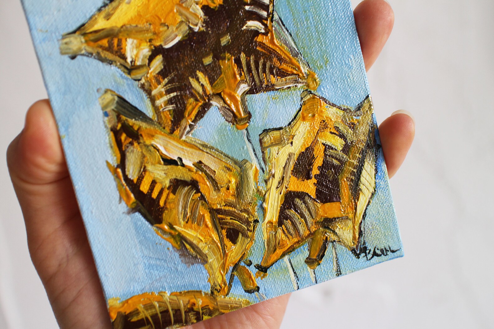 Birthday Card Gold Balloon Oil Painting Congratulations Card | Etsy