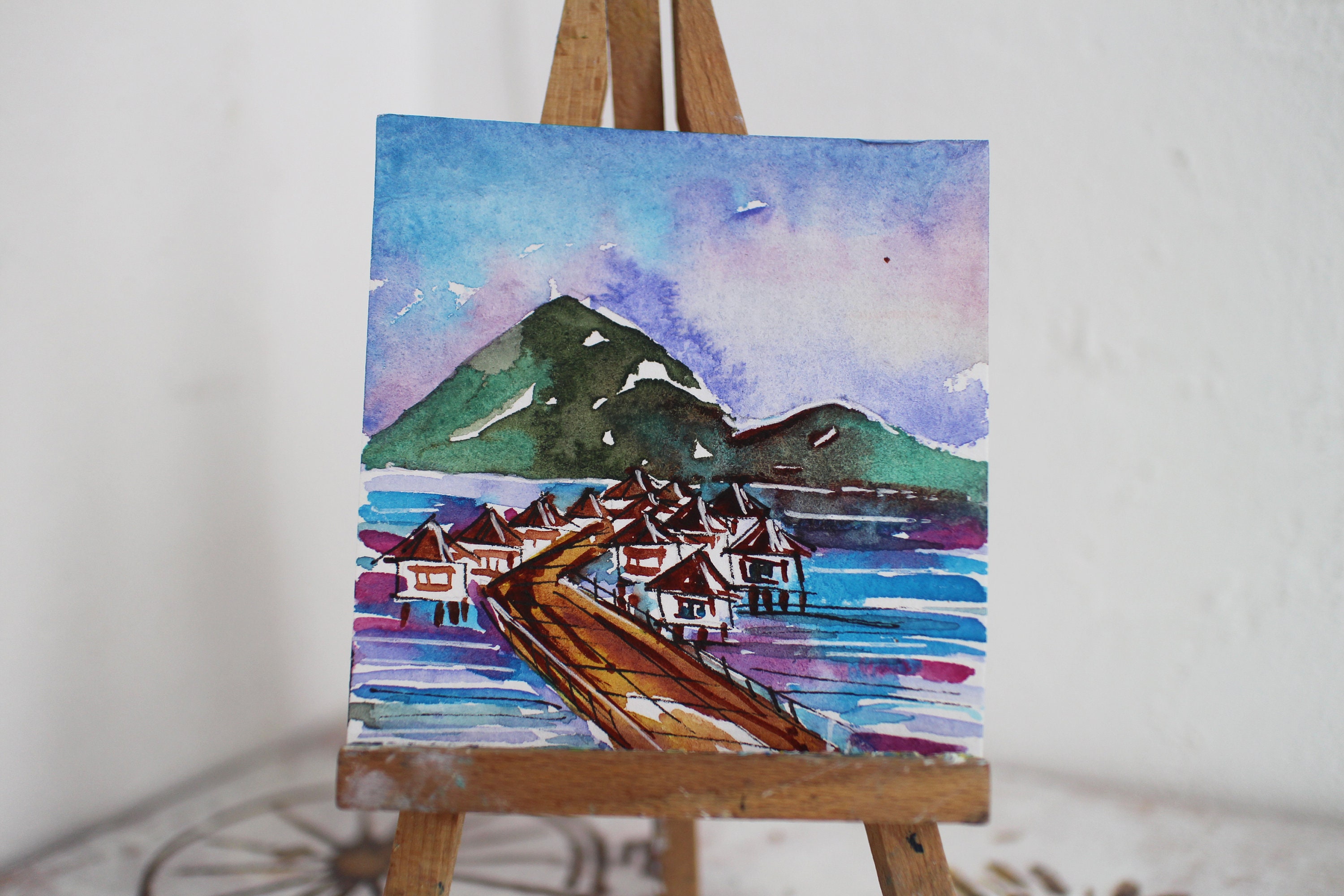 Le Meridien Bora Bora Painting Watercolor Sketch Framed - Etsy