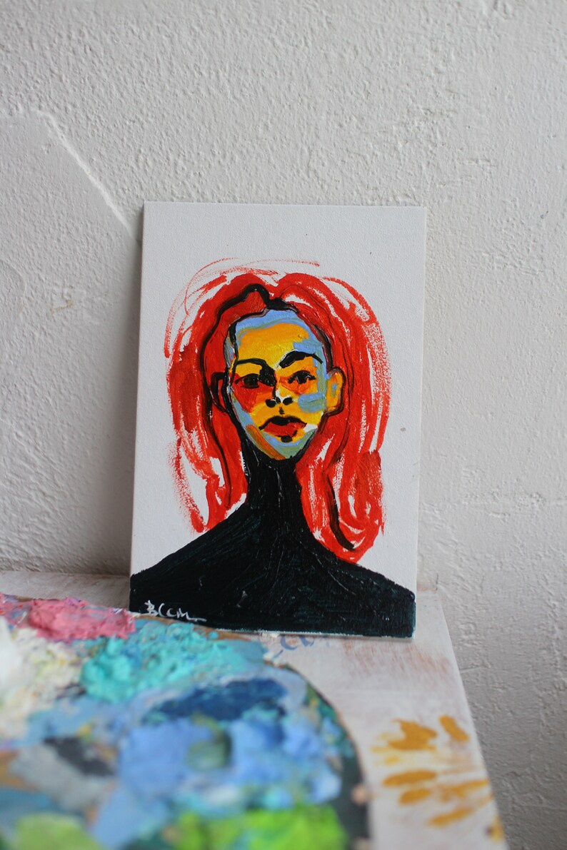 Portrait Original Faceless Oil Painting Original Framed No - Etsy