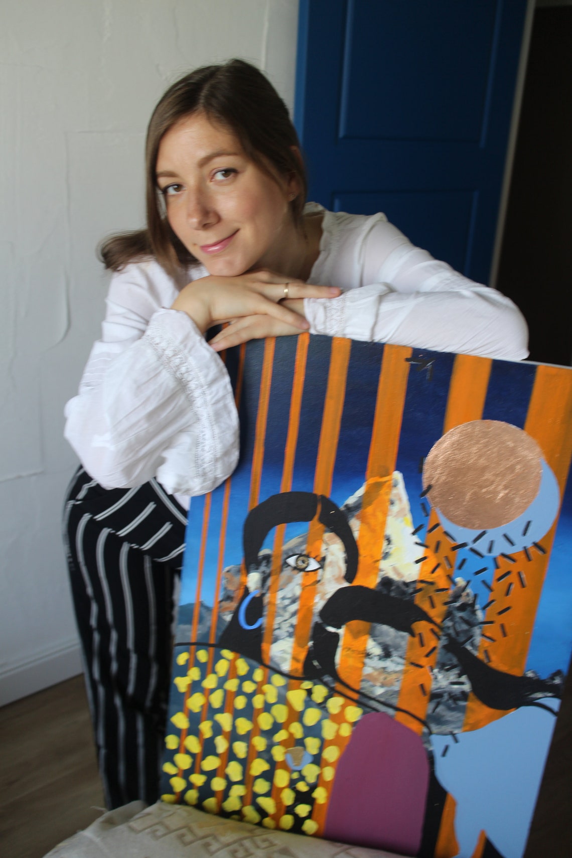 Portrait Original Faceless Oil Painting Original Framed No - Etsy