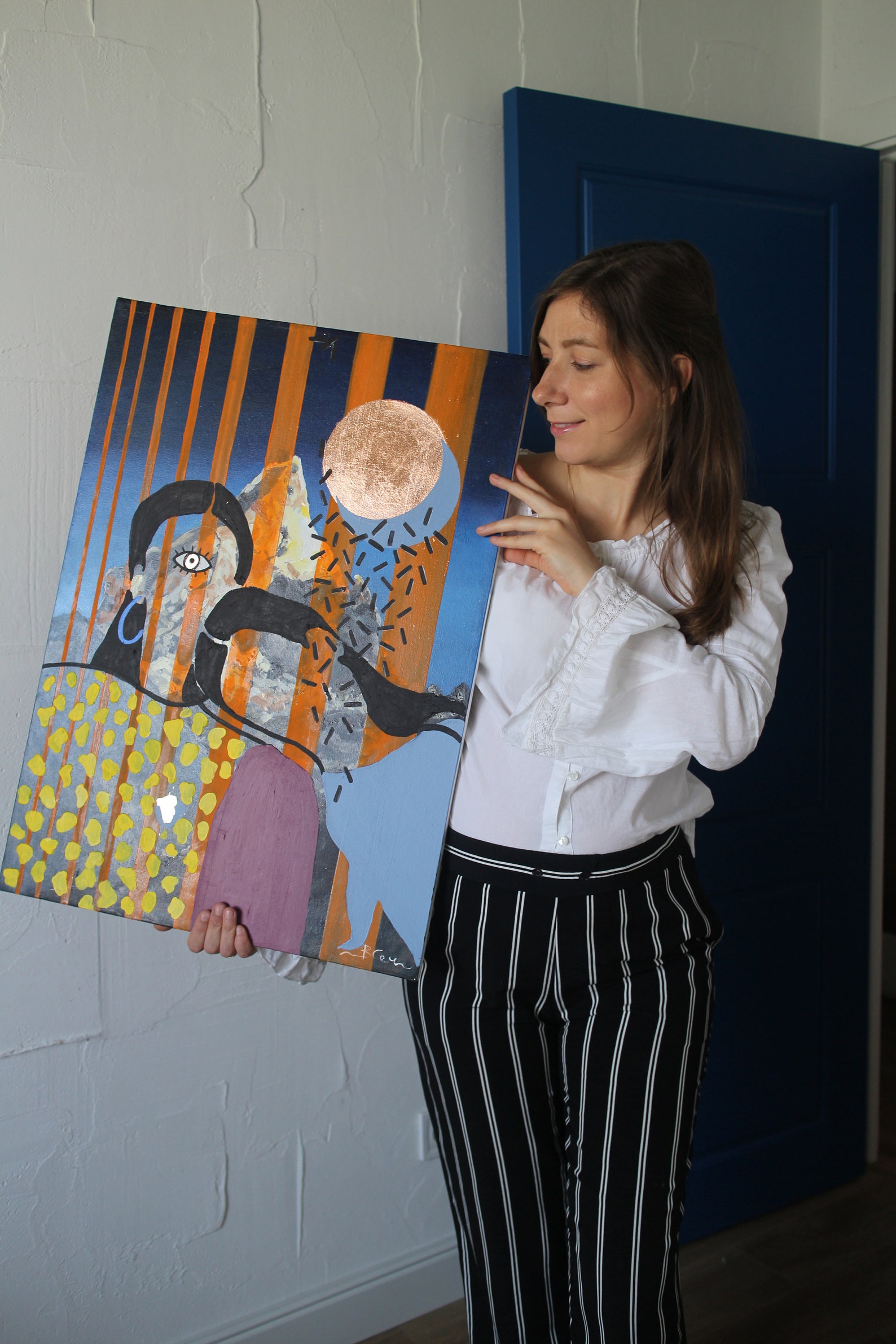 Portrait Original Faceless Oil Painting Original Framed No - Etsy