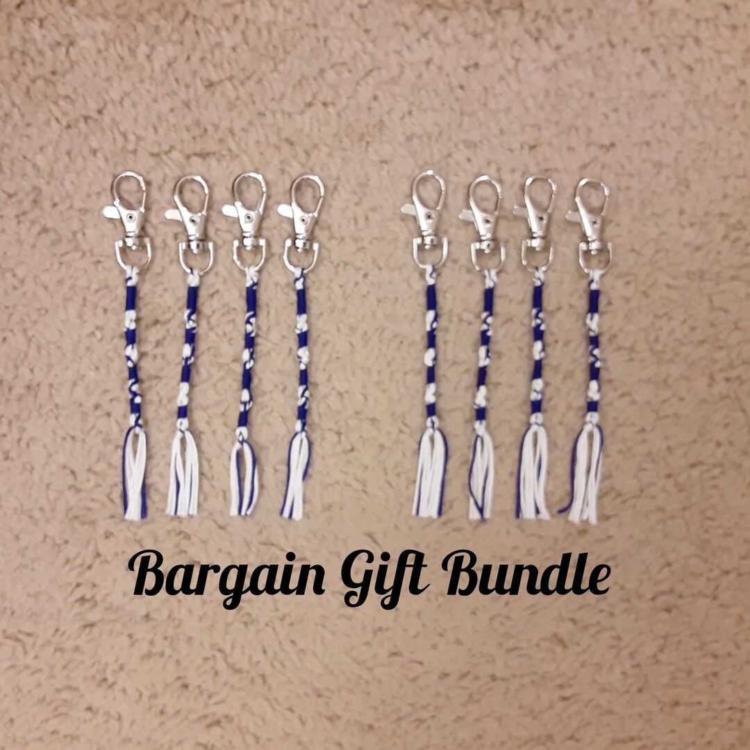 5 Short Bargain Gift Bundle 2 Sets White W Royal Blue Cotton Tzitzit ...