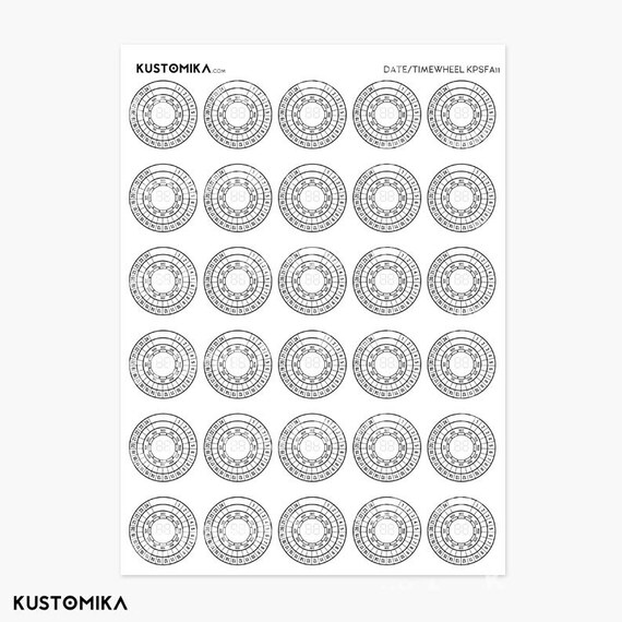 Date Wheel 24h Stickers Printable Download Silhouette Cut | Etsy