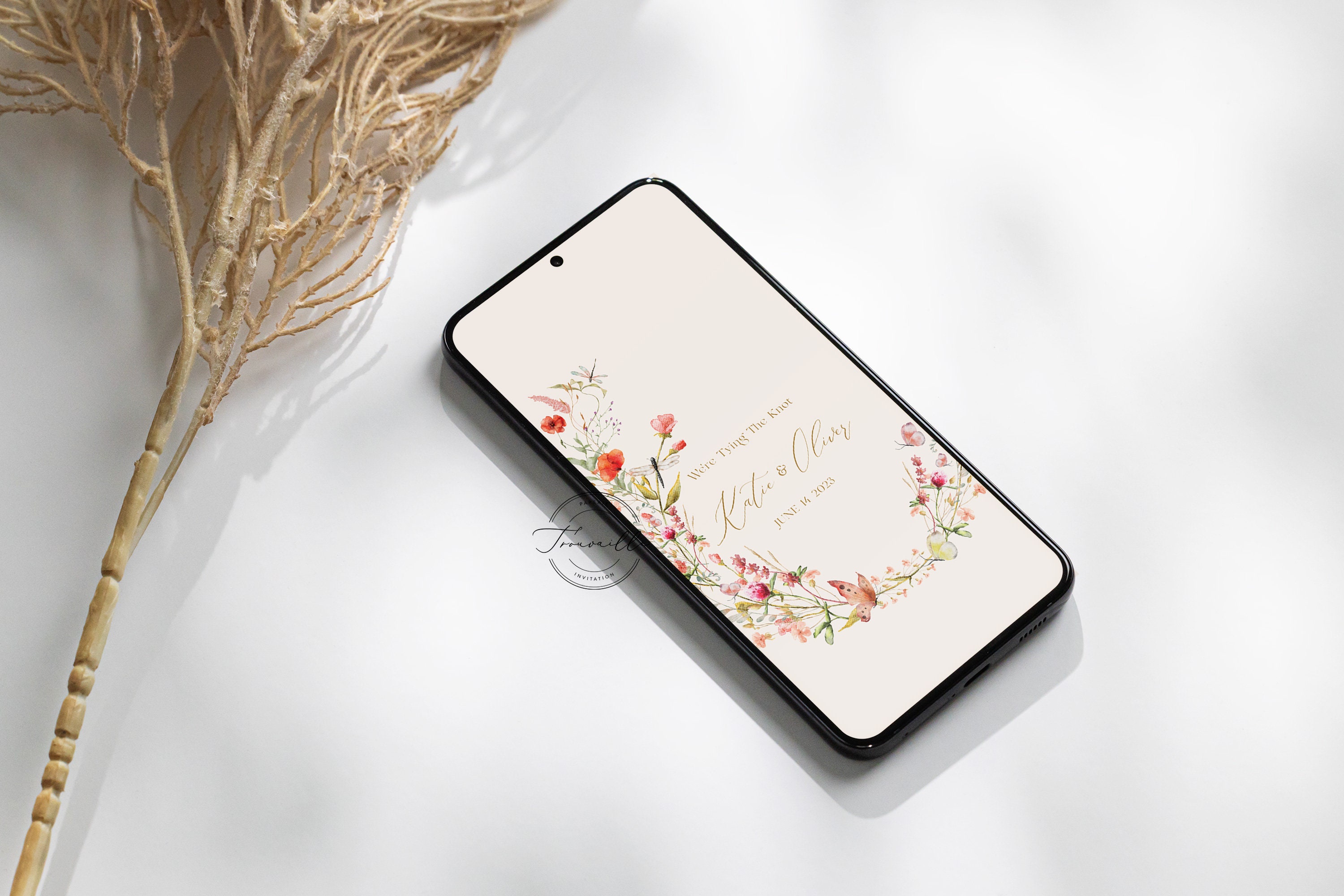 Editable Electronic Flowers Wedding Invitation, Digital Wedding ...