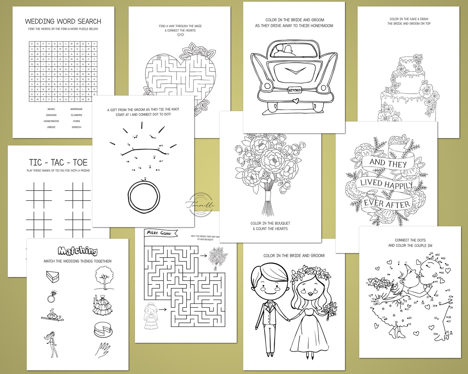 Wedding Kids Activity Book and Coloring, Wedding Kids Table Activities ...