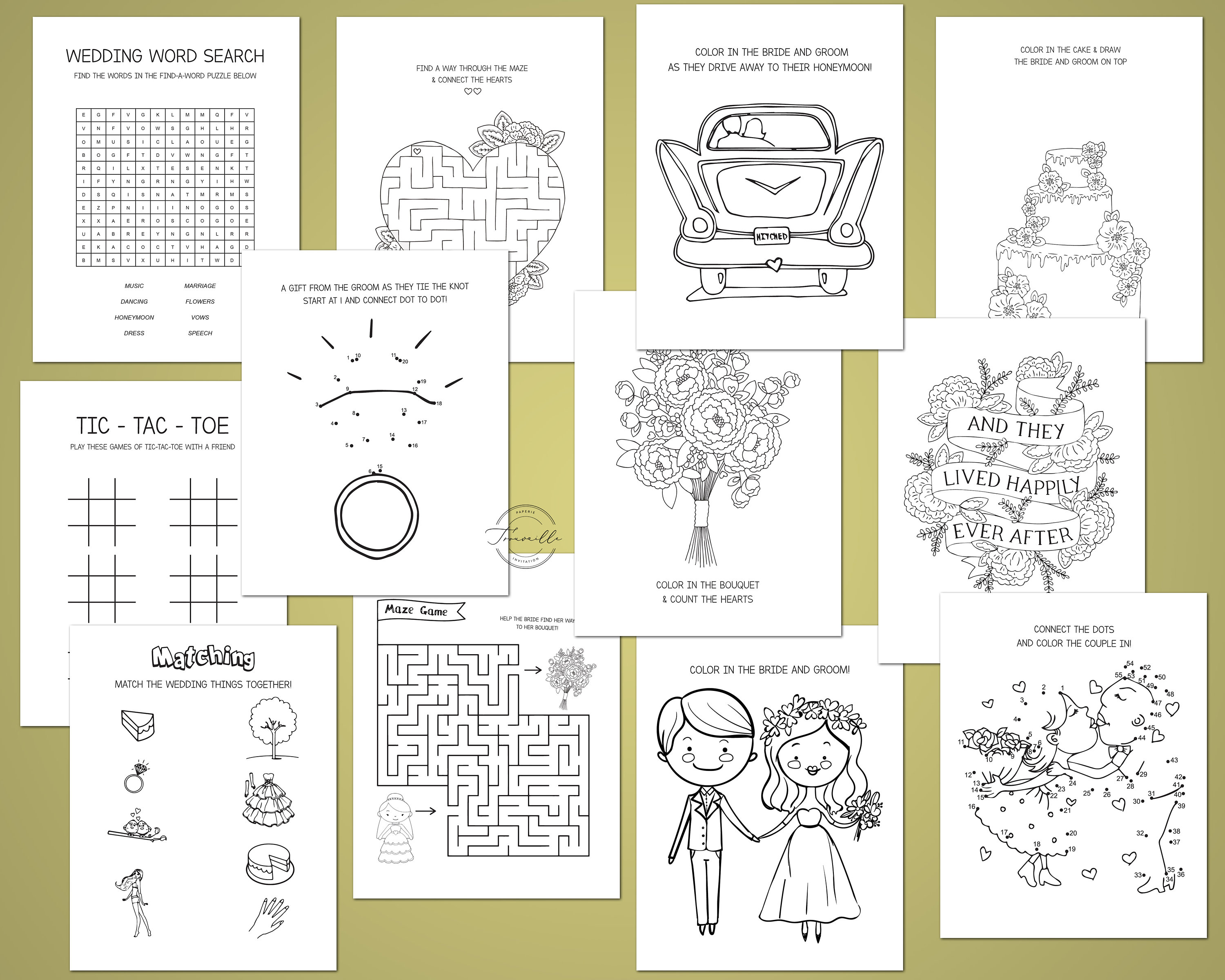 Wedding Kids Activity Book and Coloring, Wedding Kids Table Activities ...