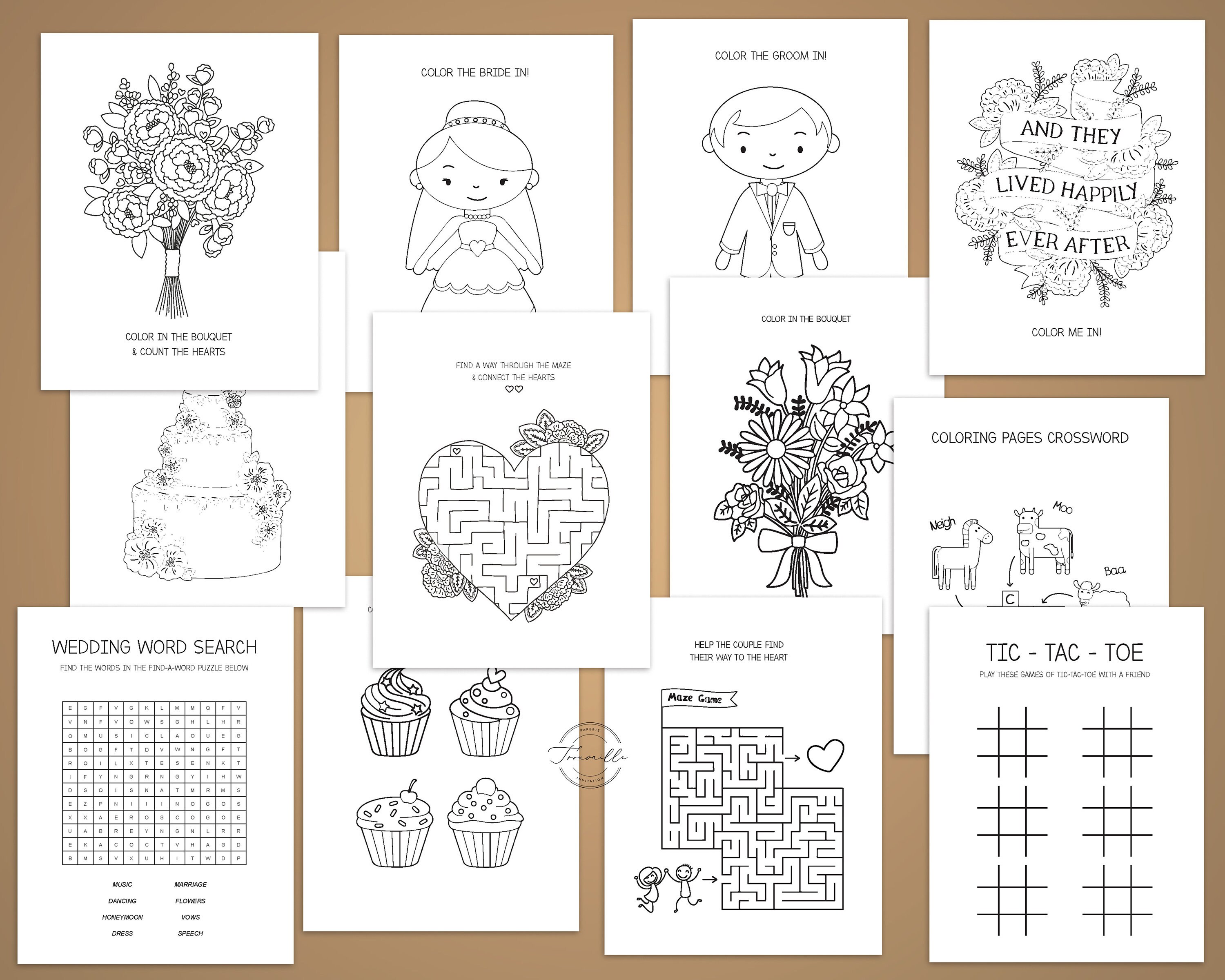 Wedding Kids Activity Book and Coloring, Wedding Kids Table Activities ...