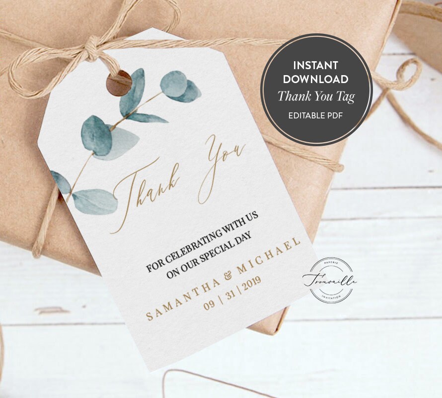 Eucalyptus Greenery Favor Tag Printable, Gift Tag, Direct Download - Etsy