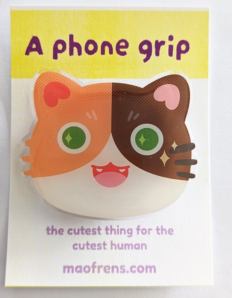 Calico Cat Cute Kawaii Phone Grip Holder Acrylic Shiny Plastic - Etsy