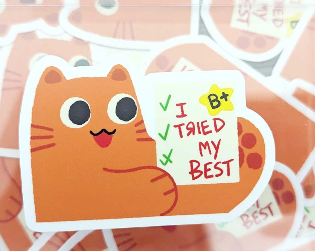 I Tried My Best Orange Cat Vinyl Sticker - Etsy