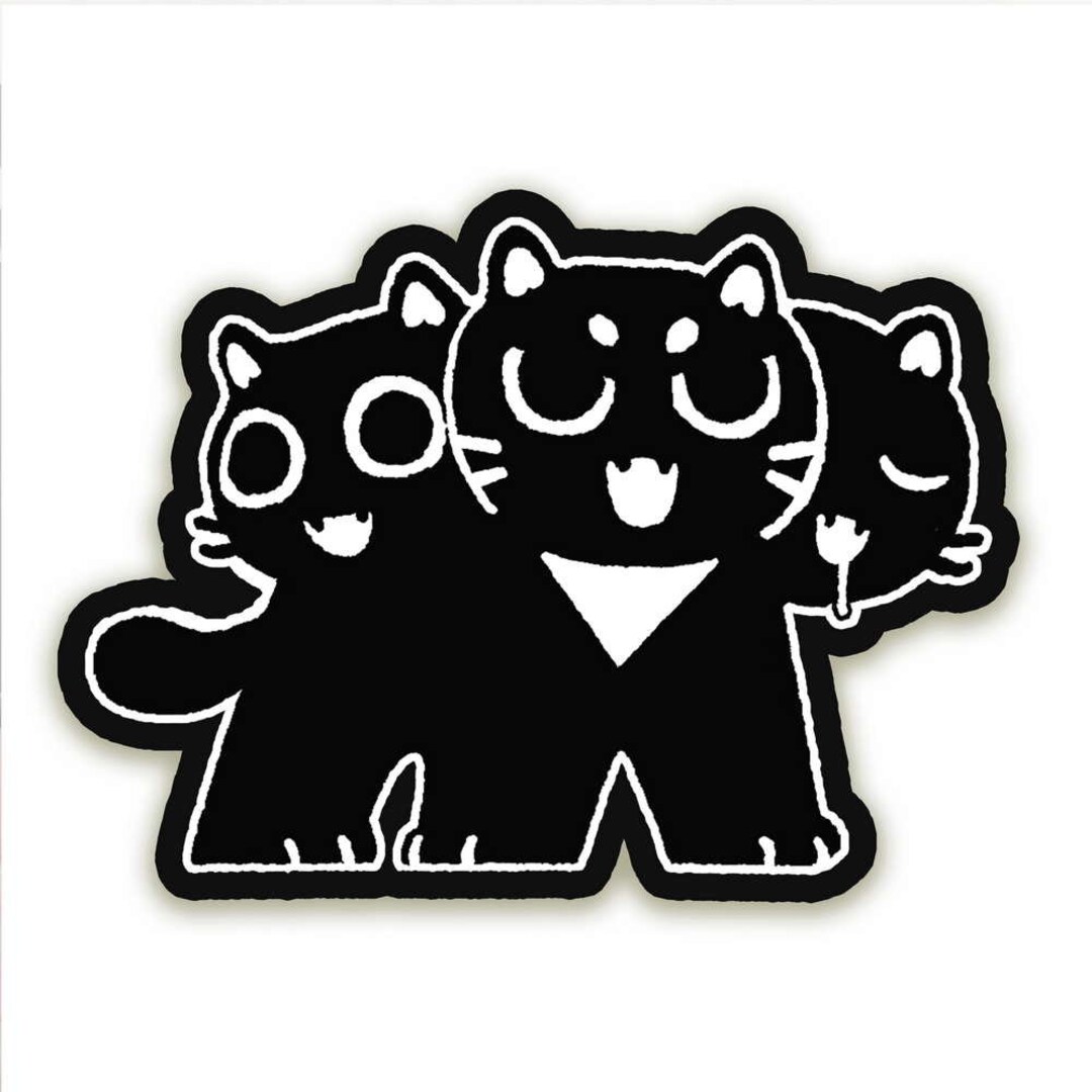 Cat Cerebus Three Headed Spooky Black Cat Cute Anime Kawaii - Etsy