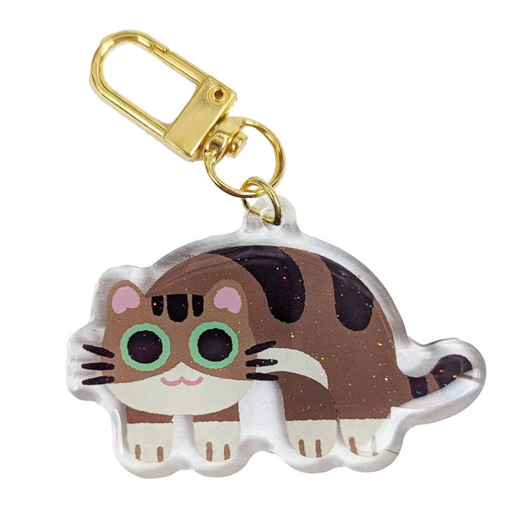Keychain Black Brown Tabby Cat Key Charm Dangle Gift Holiday Cat Kitty ...