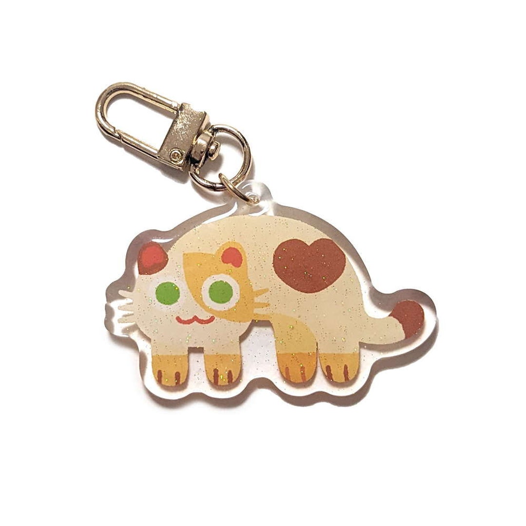 Keychain Key Charm Dangle Calico Beige Yellow Cat Neko Kawaii Brown ...