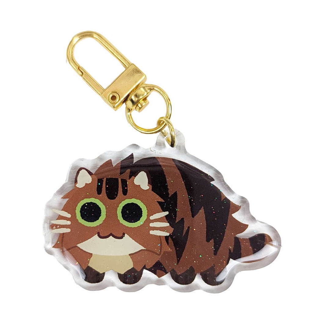 Keychain Black Brown Fuzzy Fluffy Tabby Heart Cat Kitty Neko Kawaii ...