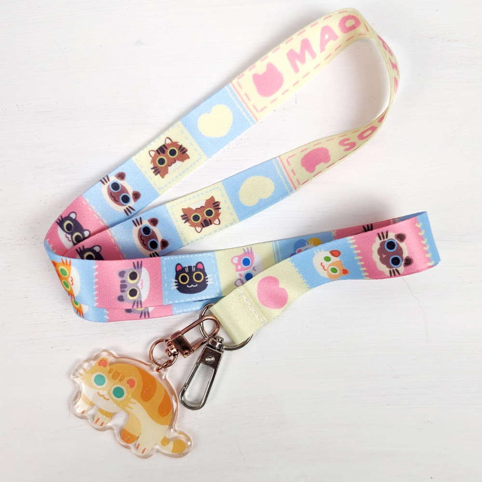 Pastel Blue Cat Maofriends Lanyard Keychain Badge Holder Key Charm ...