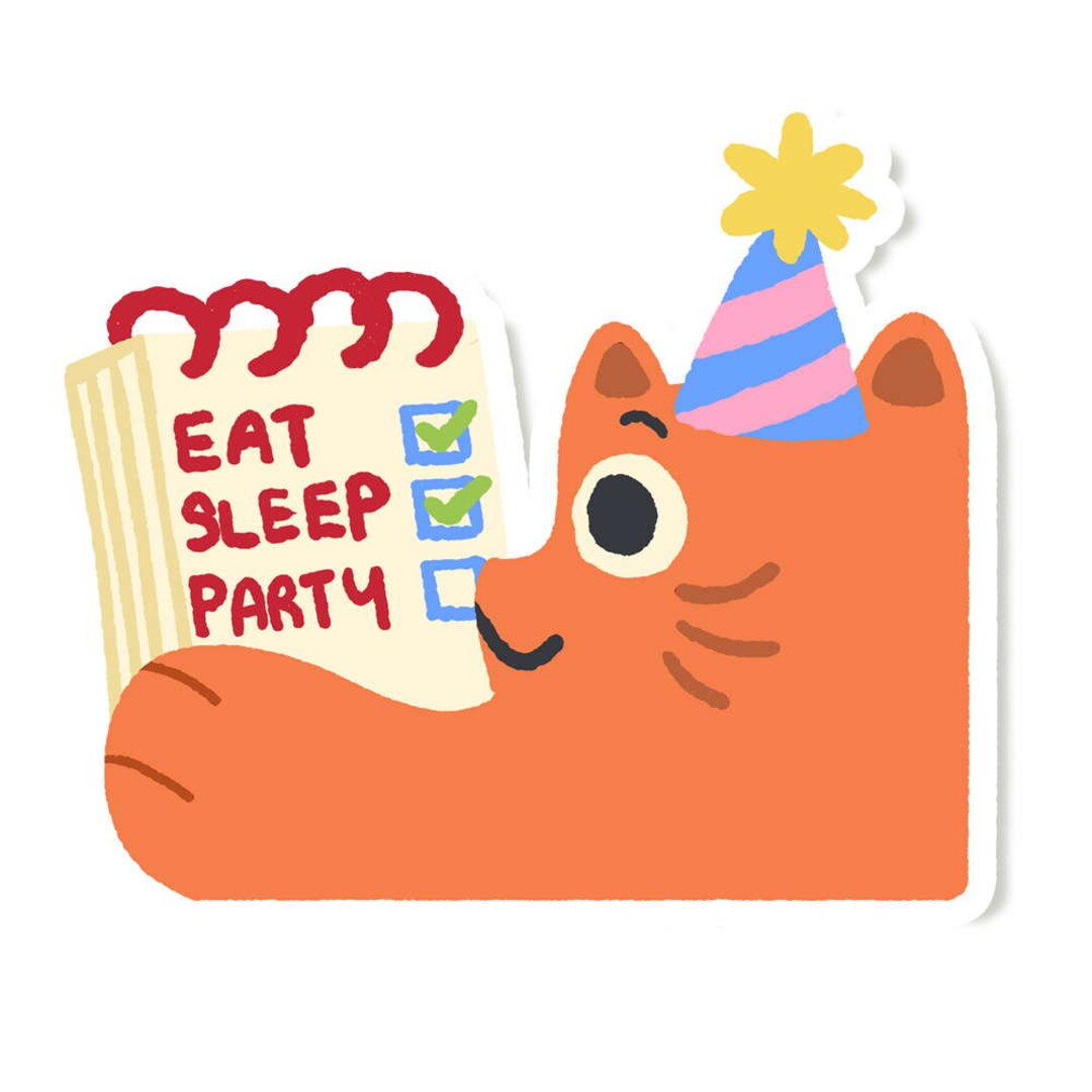 Vinyl Sticker Party Orange Cat Checklist Illustration Waterproof ...