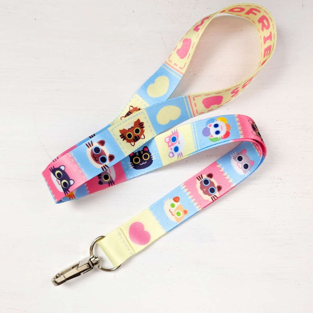 Pastel Blue Cat Maofriends Lanyard Keychain Badge Holder Key Charm ...