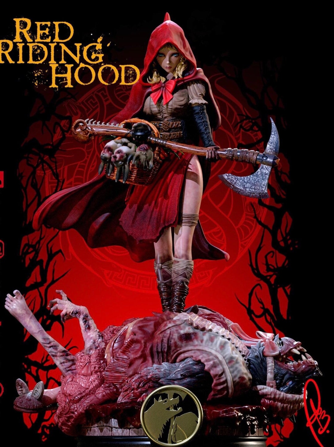 Red Riding Hood Dark Version 1/10 Scale Resin Horror Fantasy Model ...