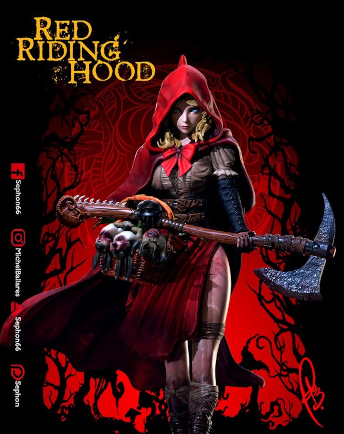Red Riding Hood Dark Version 1/10 Scale Resin Horror Fantasy Model ...