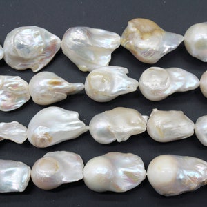 14-16x20-25mm Natural White Nucleated Pearls,irregular Baroque Pearls ...