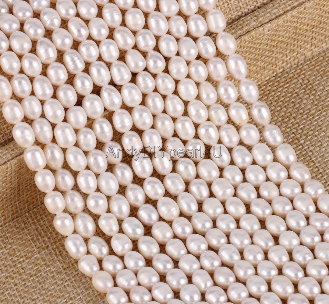 6-7mm White Rice Pearls White Oval Freshwater Pearl Genuine - Etsy